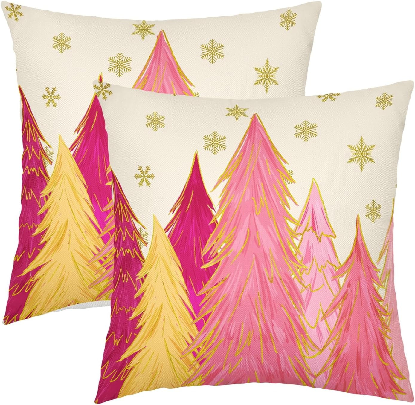 Christmas Pillow Covers 20X20 Inch Set of 2 Hot Pink Xmas Trees ...