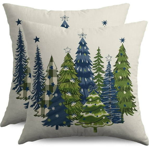 Christmas Pillow Covers 20x20 Inch Set of 2 Blue Green Buffalo Plaid ...