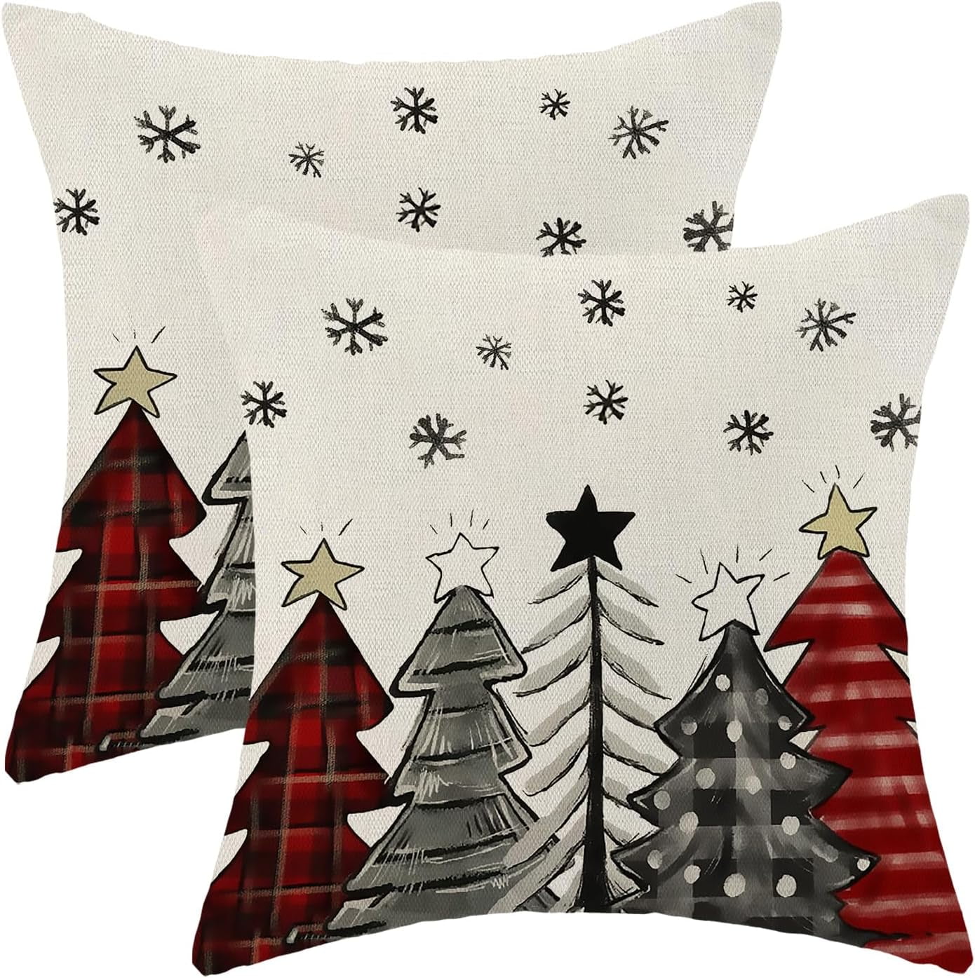 Christmas Pillow Covers 20x20 Inch Set of 2 Colorful Christmas Tree ...