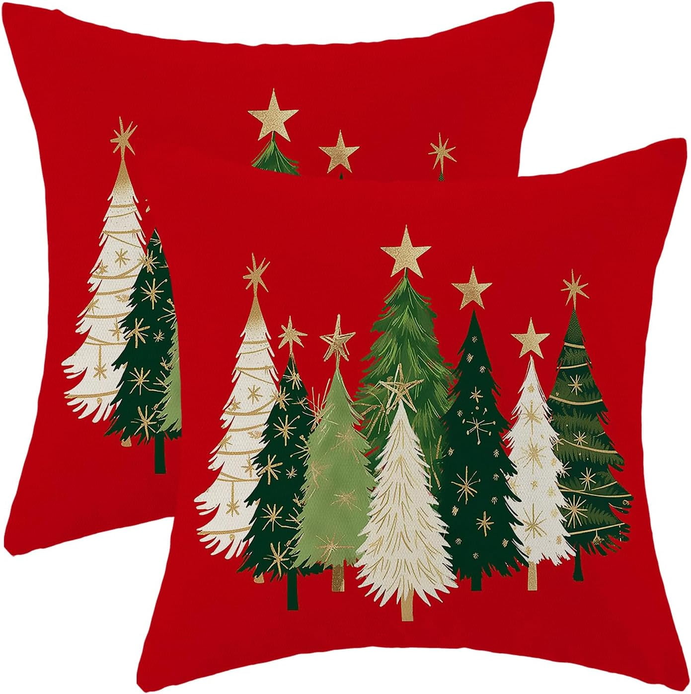 Christmas Pillow Covers 20x20 Inch Set of 2 Red Green Cream Christmas ...