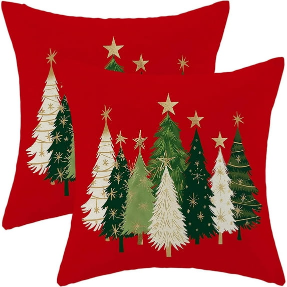 Christmas Pillow Covers 20x20 Inch Set of 2 Red Green Cream Christmas ...