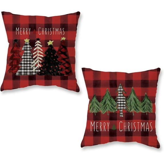 Christmas Pillow Covers 20x20 Inch Set of 2 Trees Red Black Green Red ...
