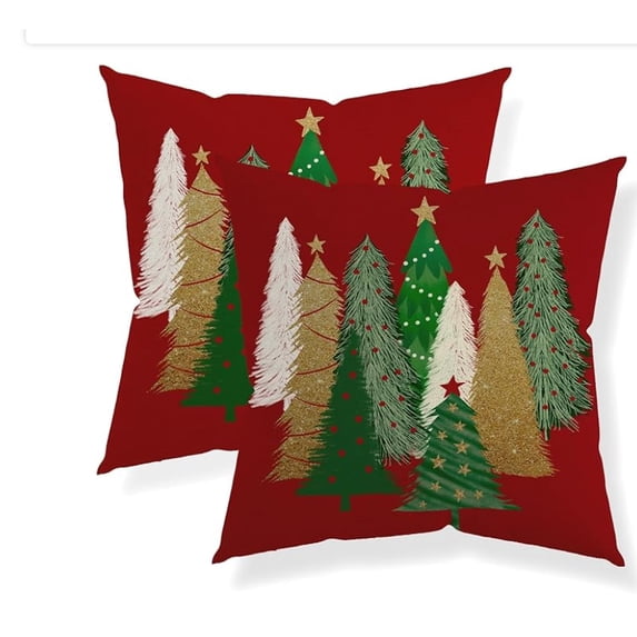 Christmas Pillow Covers 20x20 Set of 2, Colorful Christmas Tree Decor ...