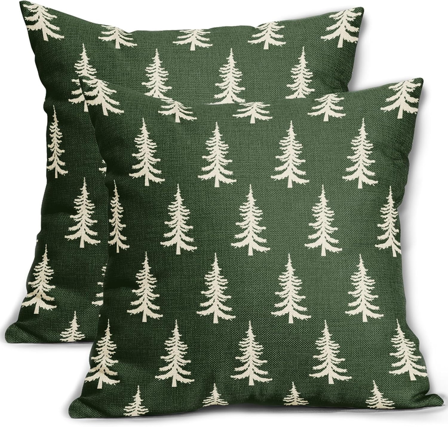 Christmas Pillow Covers 20x20 Set of 2 Dark Green Xmas Tree Rustic ...