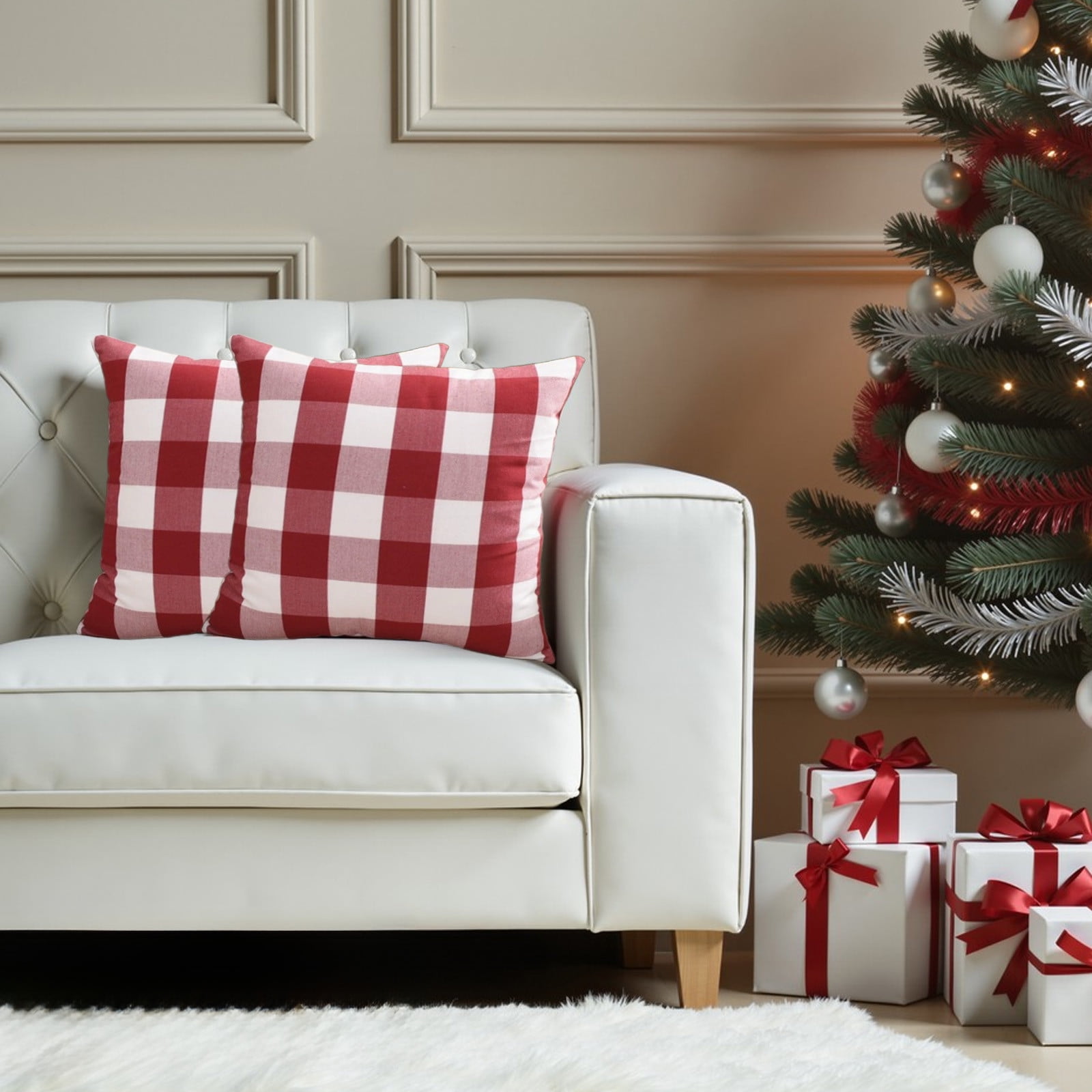 Christmas Pillow Covers, Plaid Throw Pillows Decorative, Seasonal Home ...