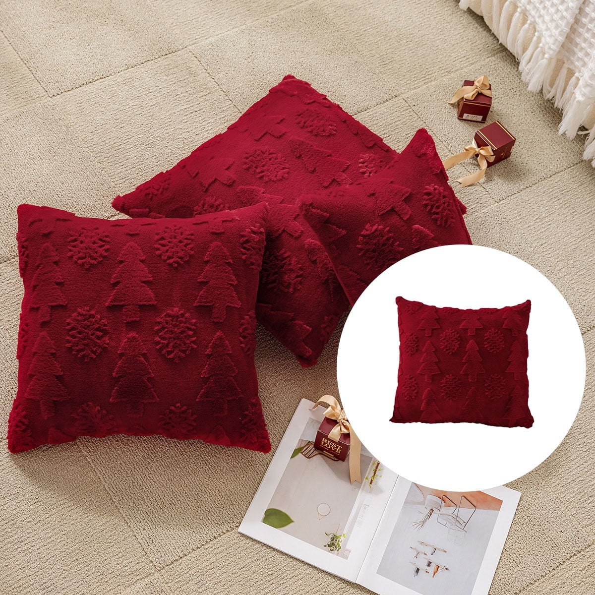 Christmas Pillowcase Christmas Decorations Throw Cover Snowflake Design ...