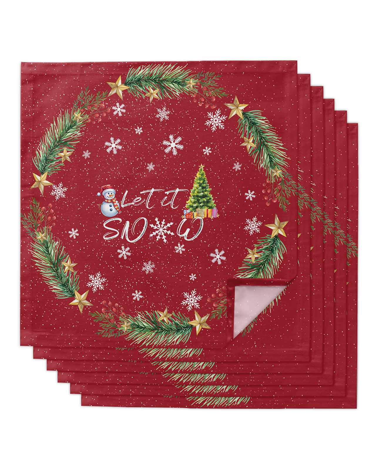 Christmas Pine Branches Cloth Napkins Set of 6 Reusable Dinner Napkins ...