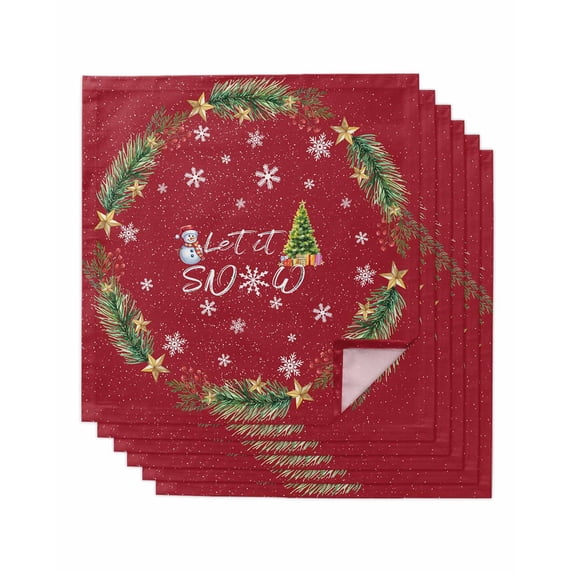 Christmas Pine Branches Cloth Napkins Set of 6 Reusable Dinner Napkins ...