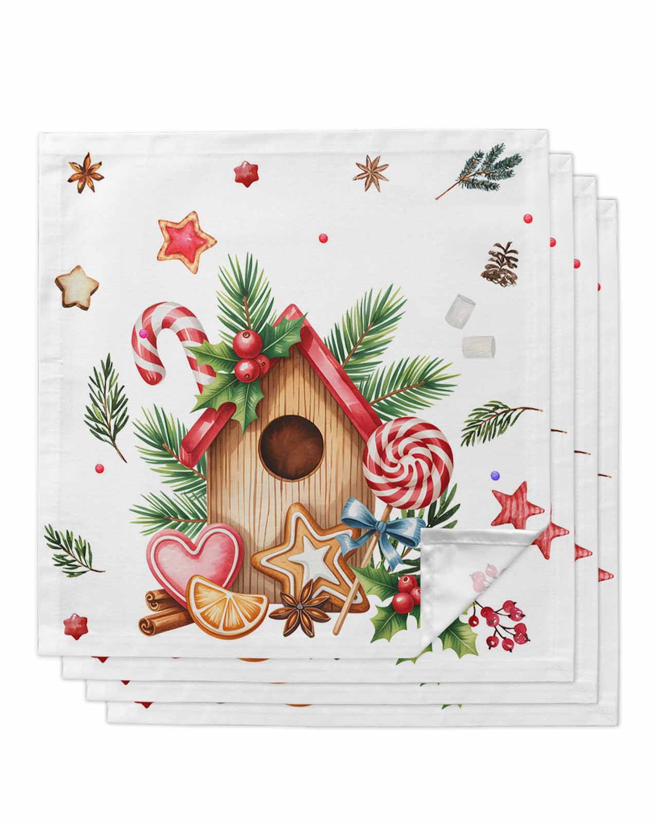 Christmas Pine Cloth Napkins Washable Set of 4, House Candy Sage Green ...