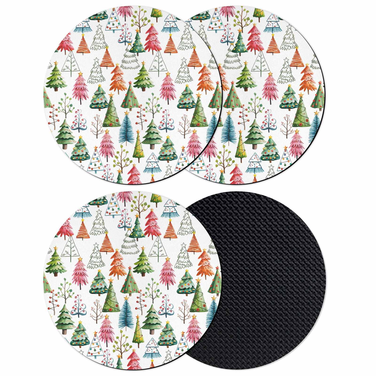 Christmas Pine Coasters Set of 4, Absorbent Coasters for Drinks, Winter ...