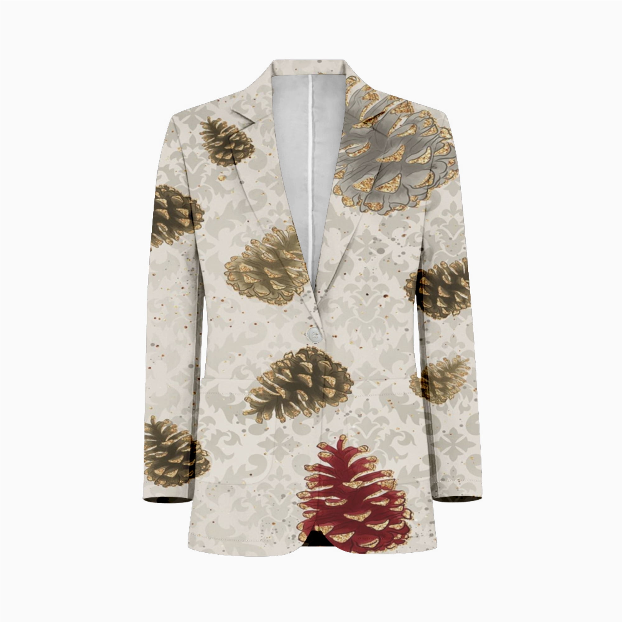 Christmas Pine Cone Mens Suits Shawl Collar Slim Fit Suit Mens Groom ...