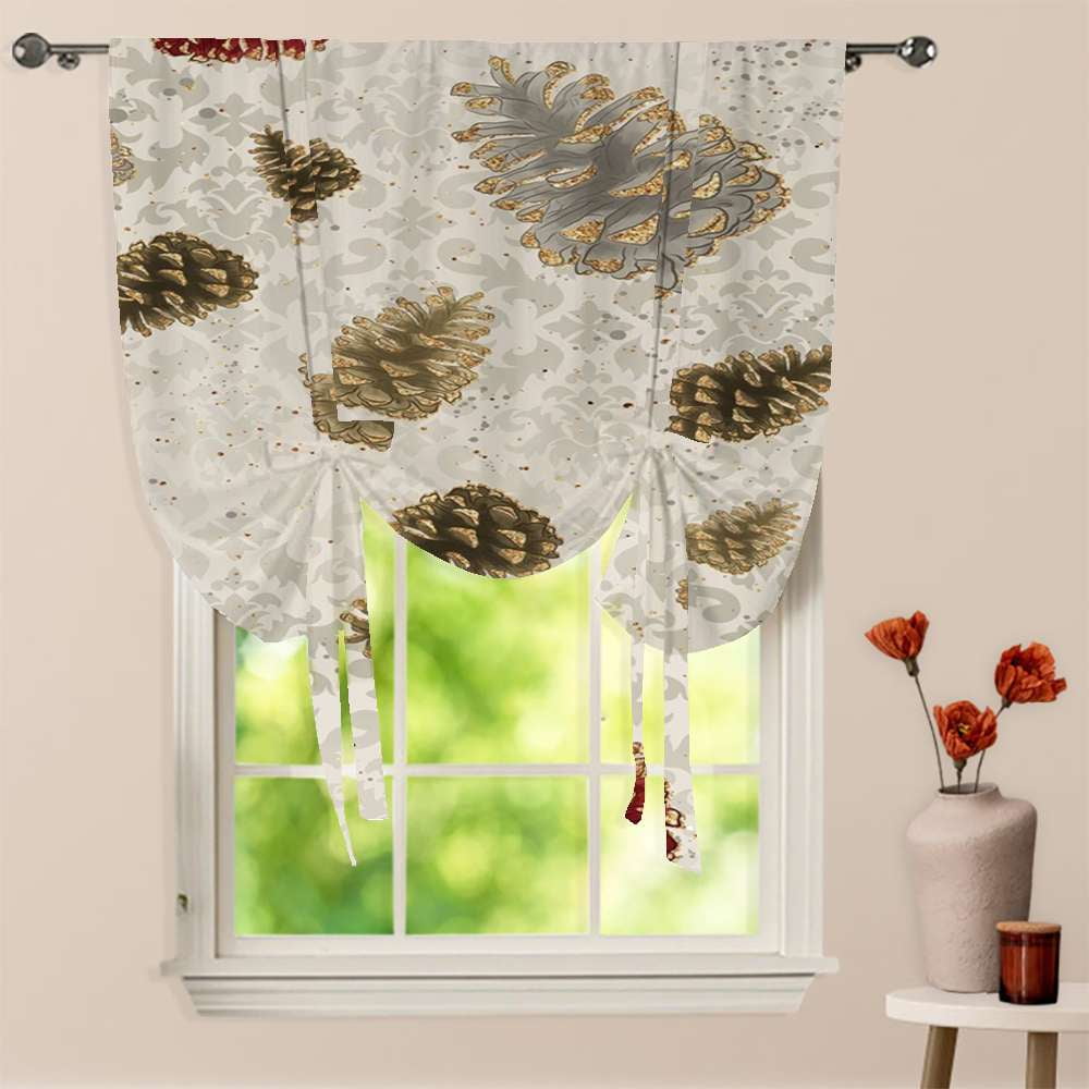 Christmas Pine Cone Window Curtain for Living Room Roman Curtain ...