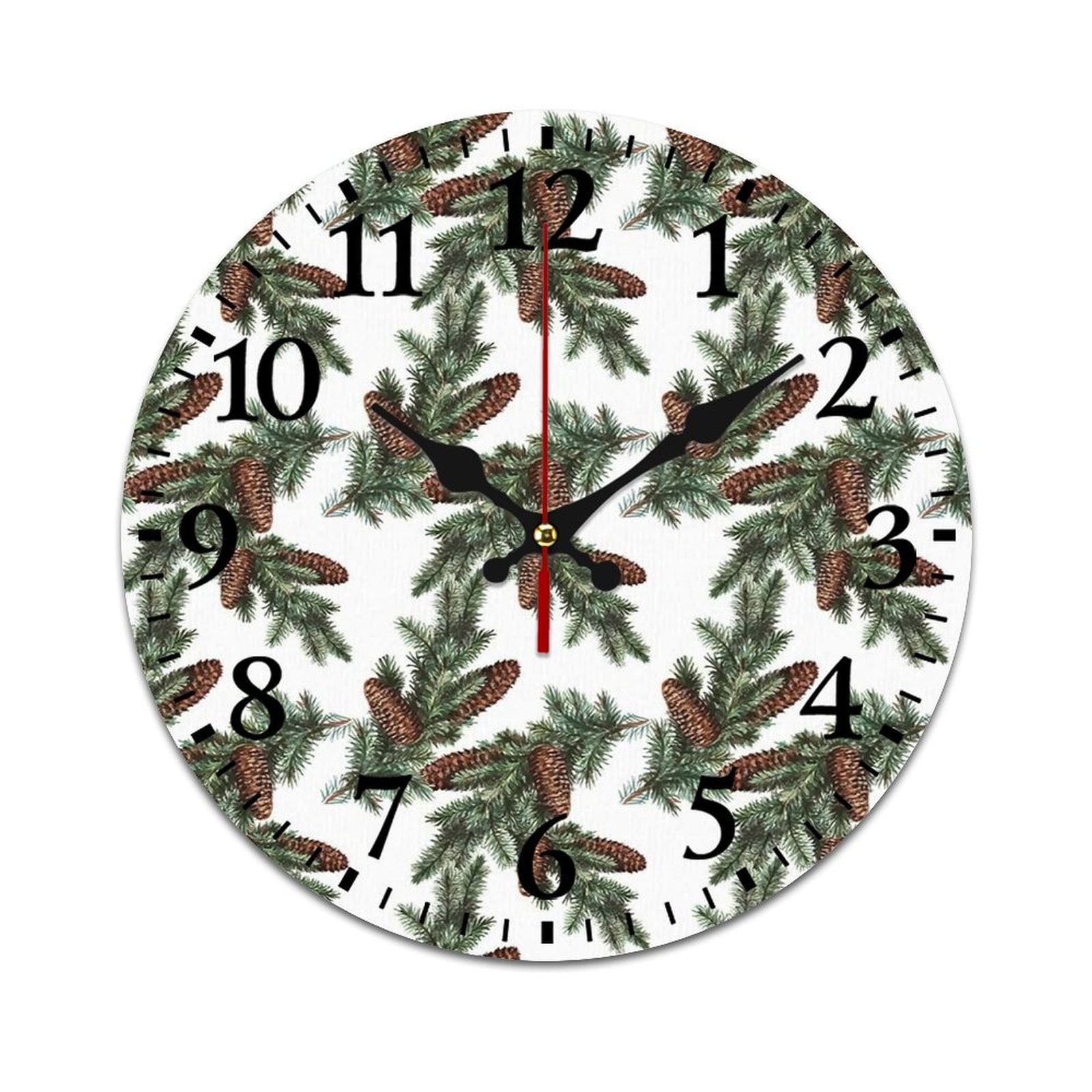 Christmas Pine Cones Green Wall Clock Modern Design Clocks Wall Hanging Home Office School ...