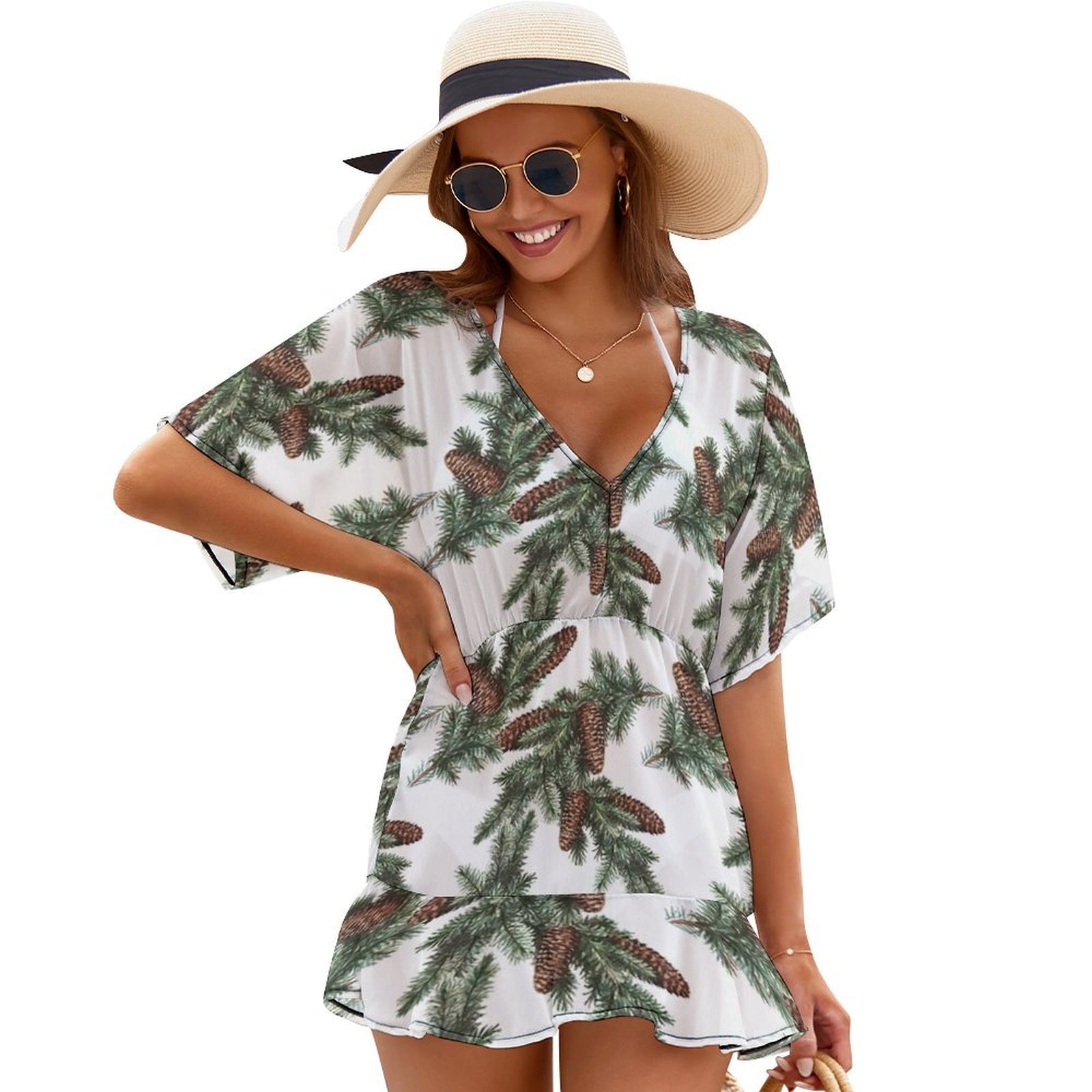 Christmas Pine Cones Green Women's Luxury Party Dress Evening Dresses ...