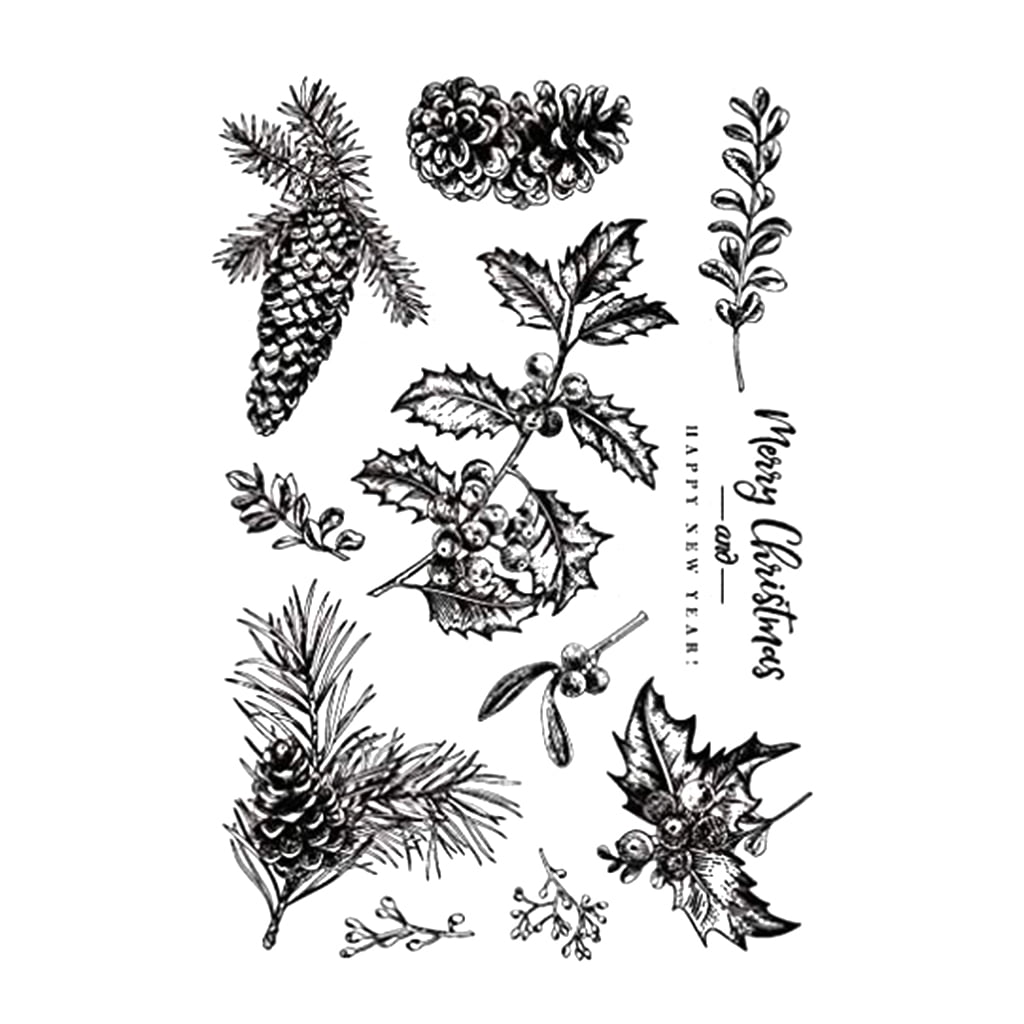 Christmas Pine Cones Silicone Clear Seal Stamp DIY Scrapbooking ...
