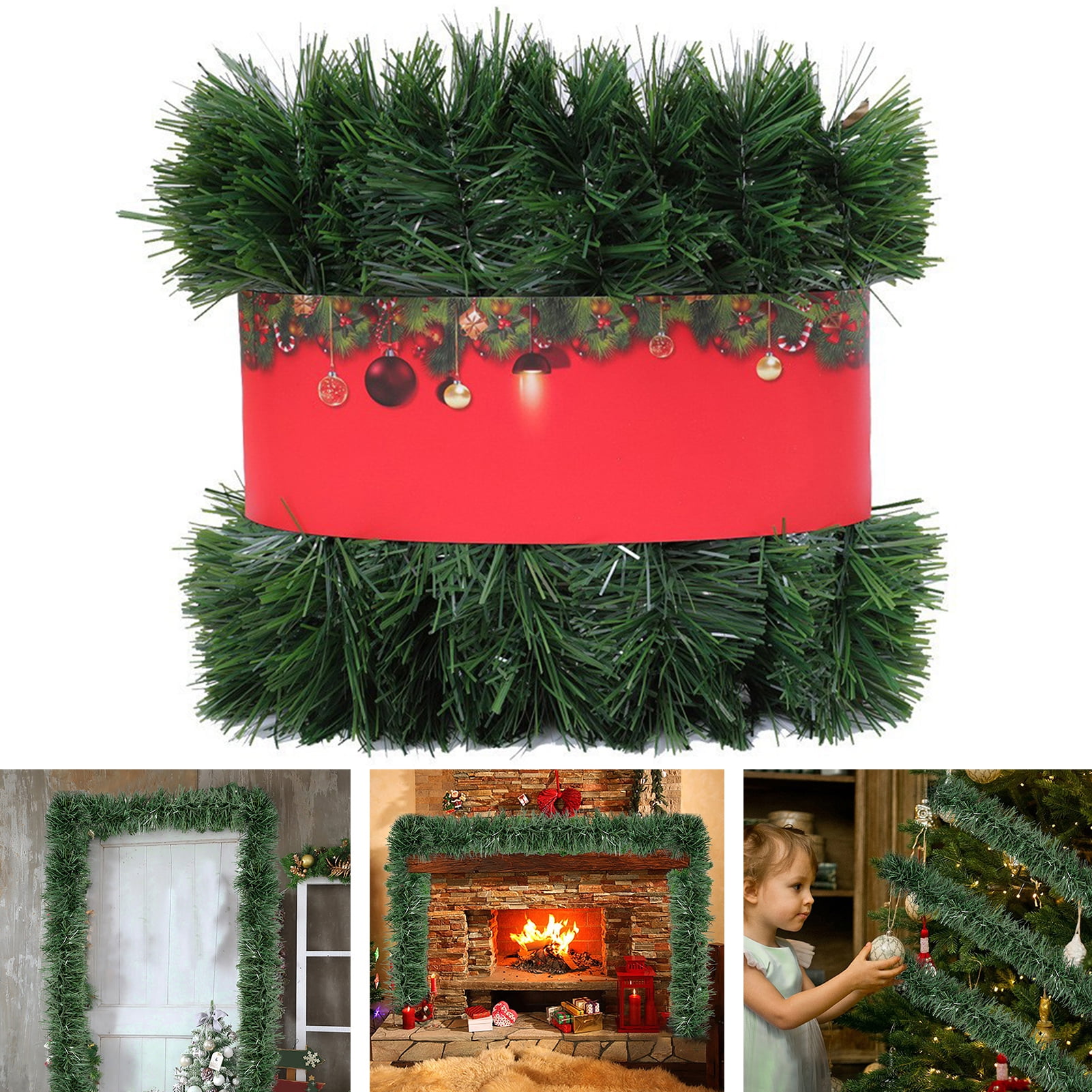 Christmas Pine Garland Realistic Artificial Pine Streamers Xmas Tree ...