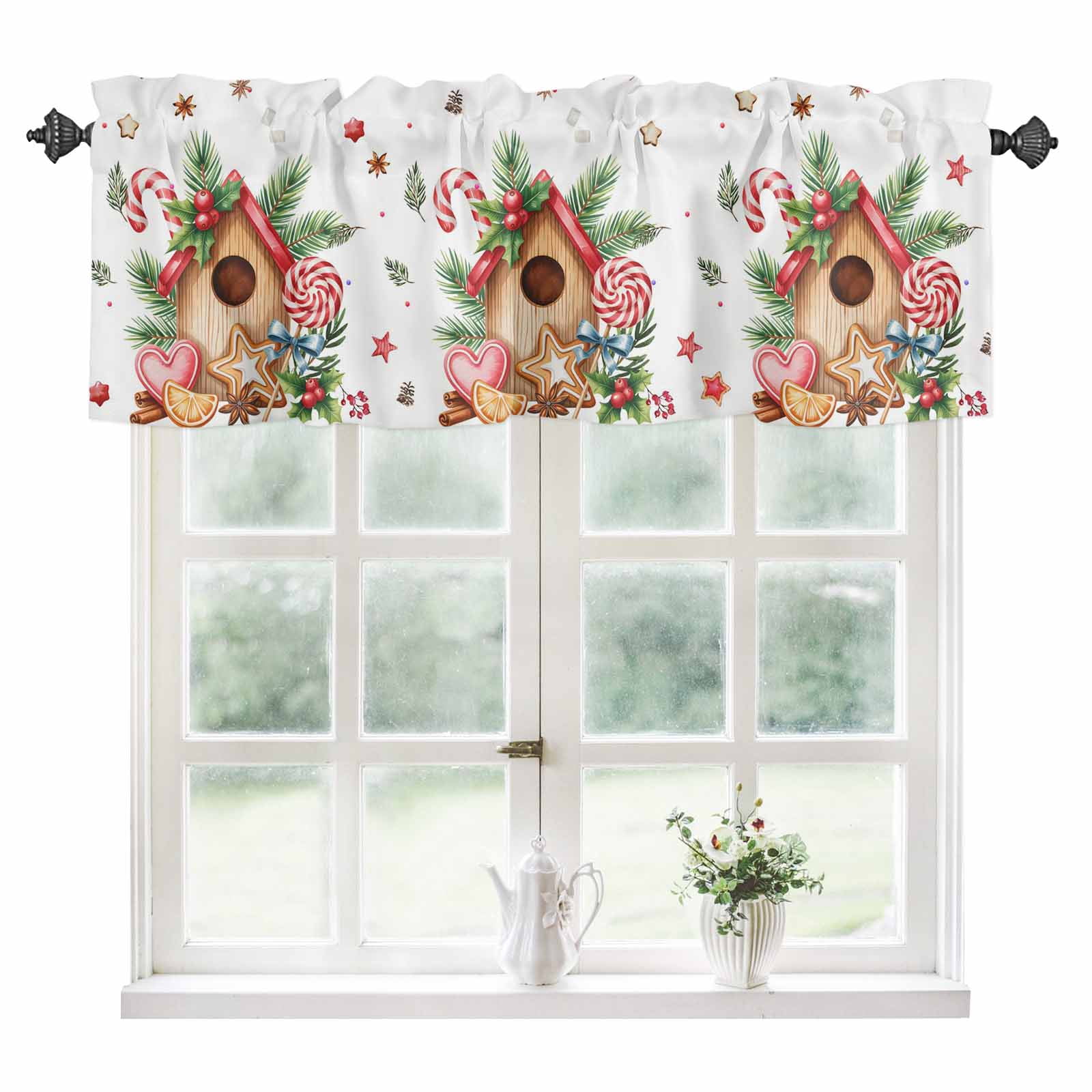 Christmas Pine Kitchen Valances for Windows 42x12 Inch Kitchen Curtains ...