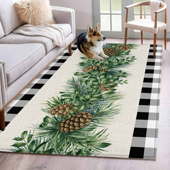 Christmas Pine Needle Area Rug 4x6 Washable Rug Non Slip Xmas Pine ...