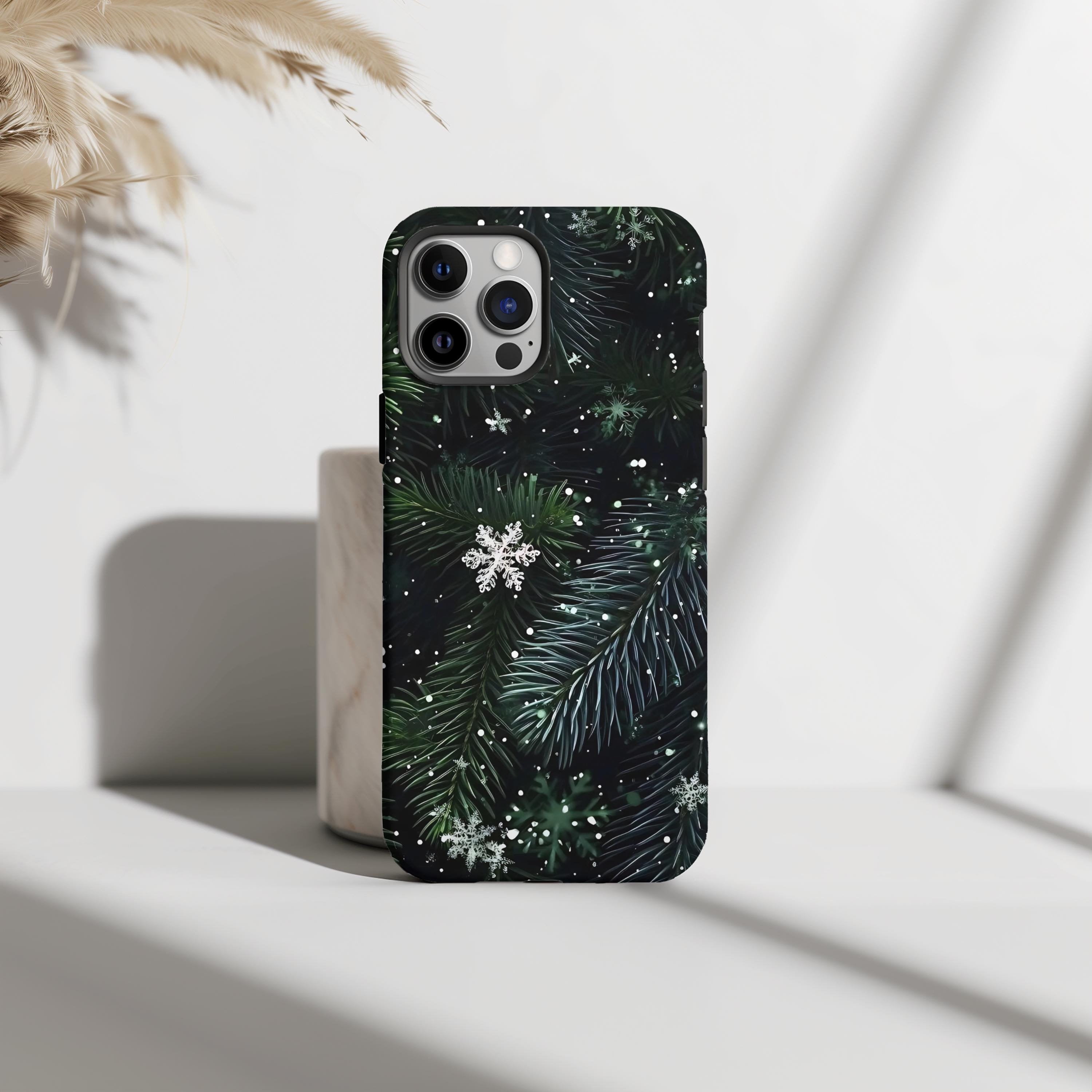 Christmas Pine Tree Snowflakes Phone Case Winter Holiday iPhone 17 16 ...