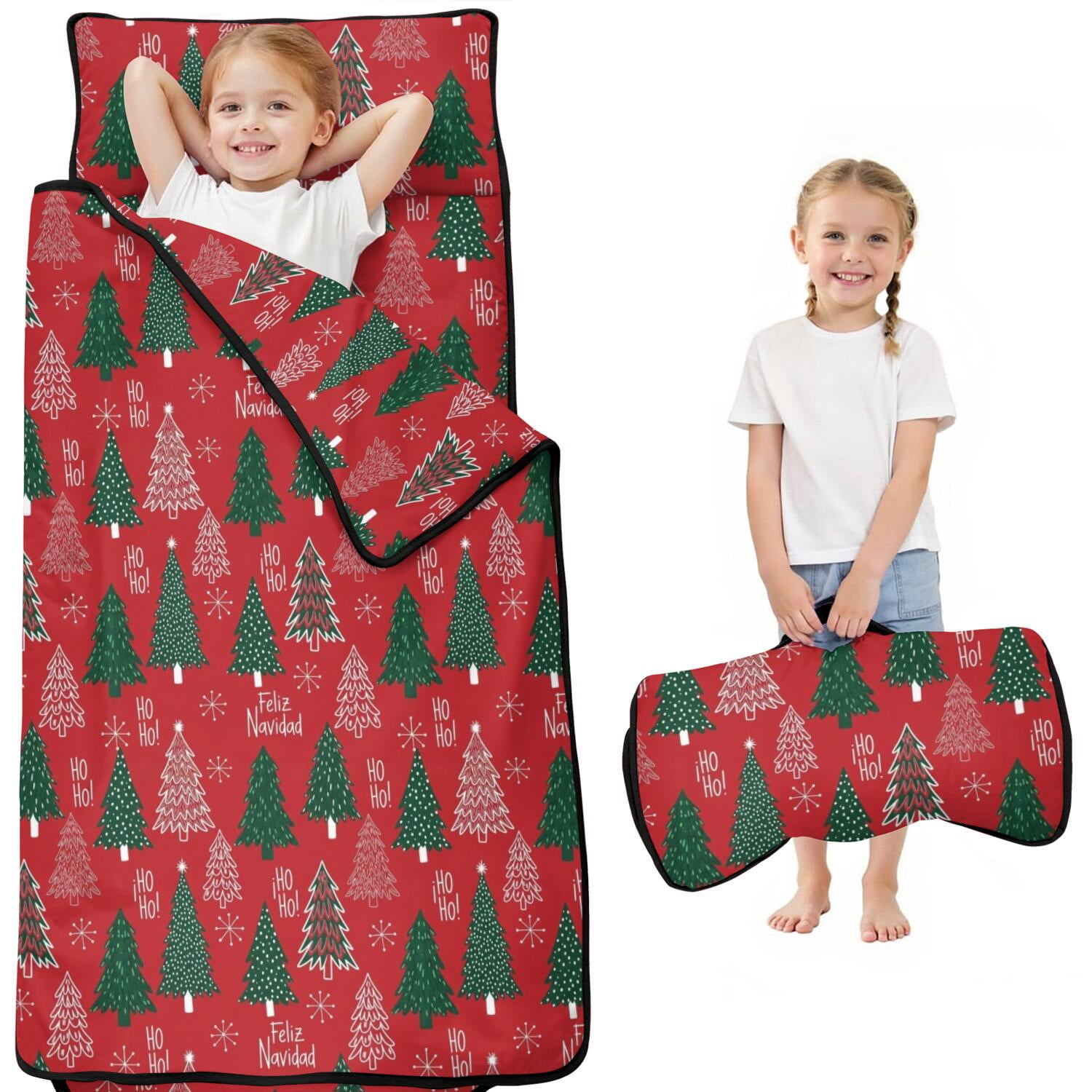 Christmas Pine Tree Text Pattern Kids Nap Mat, Preschool Sleeping Pad ...