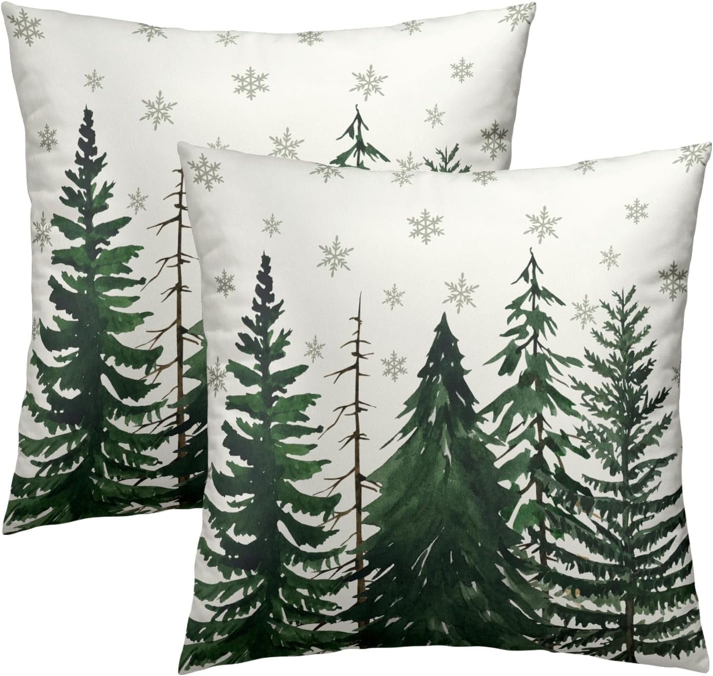 Christmas Pine Tree Throw Pillow Covers Inch White Snowflake Pillow ...