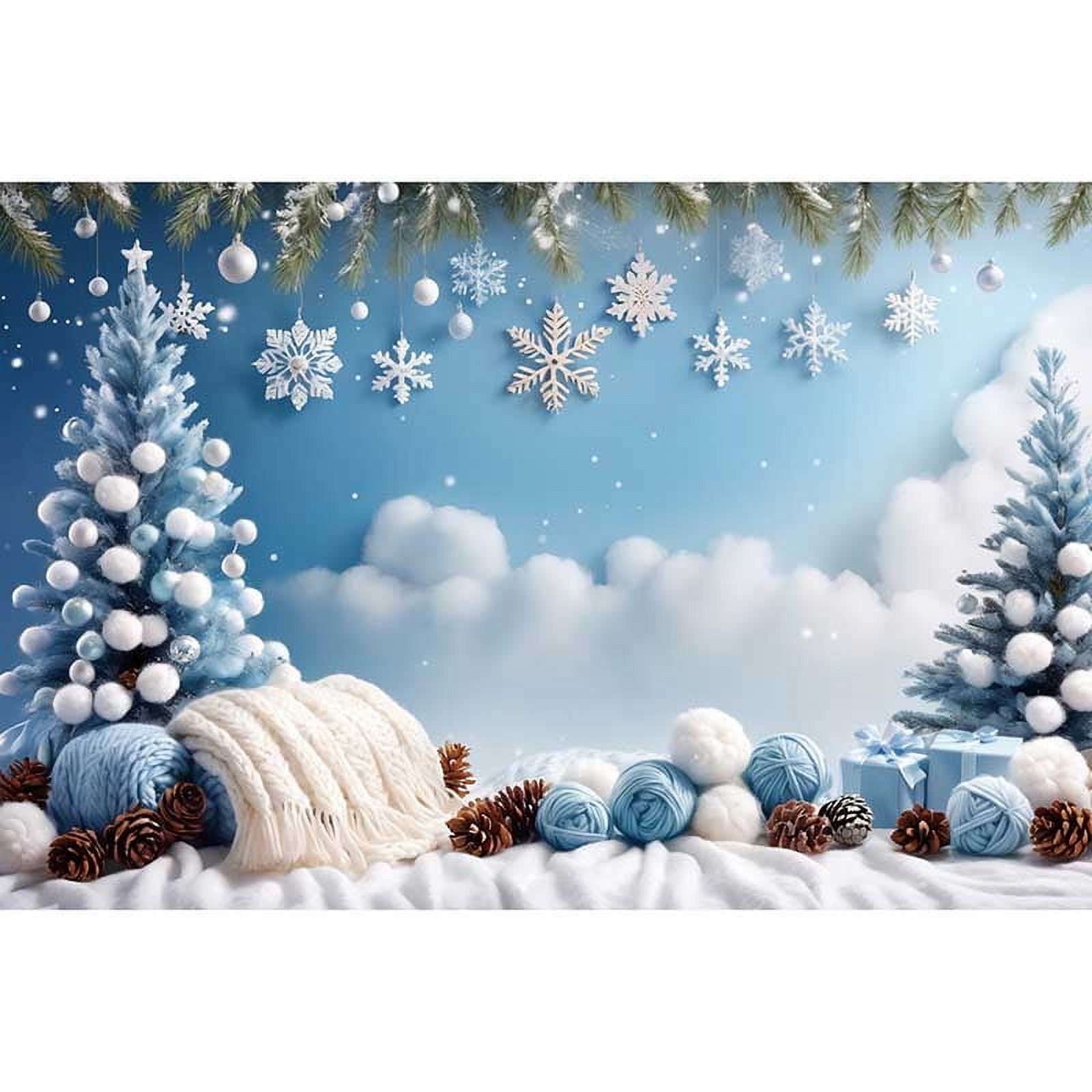 Christmas Pine Trees Photography Backdrops Blue Winter Photo Wall ...