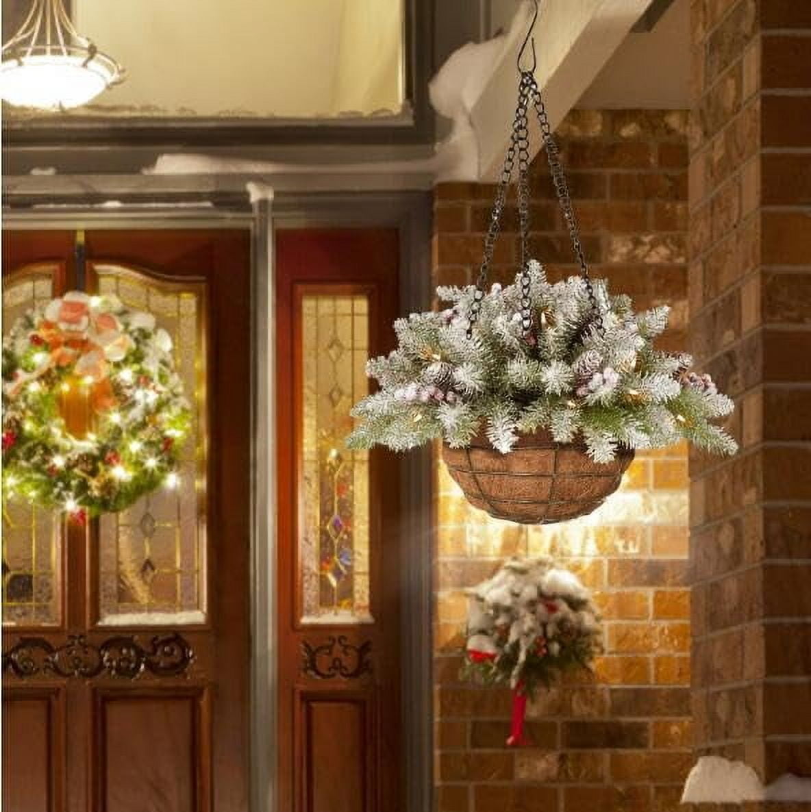 Christmas Pinecone Hanging Basket Wreath20'' Artificial Christmas ...