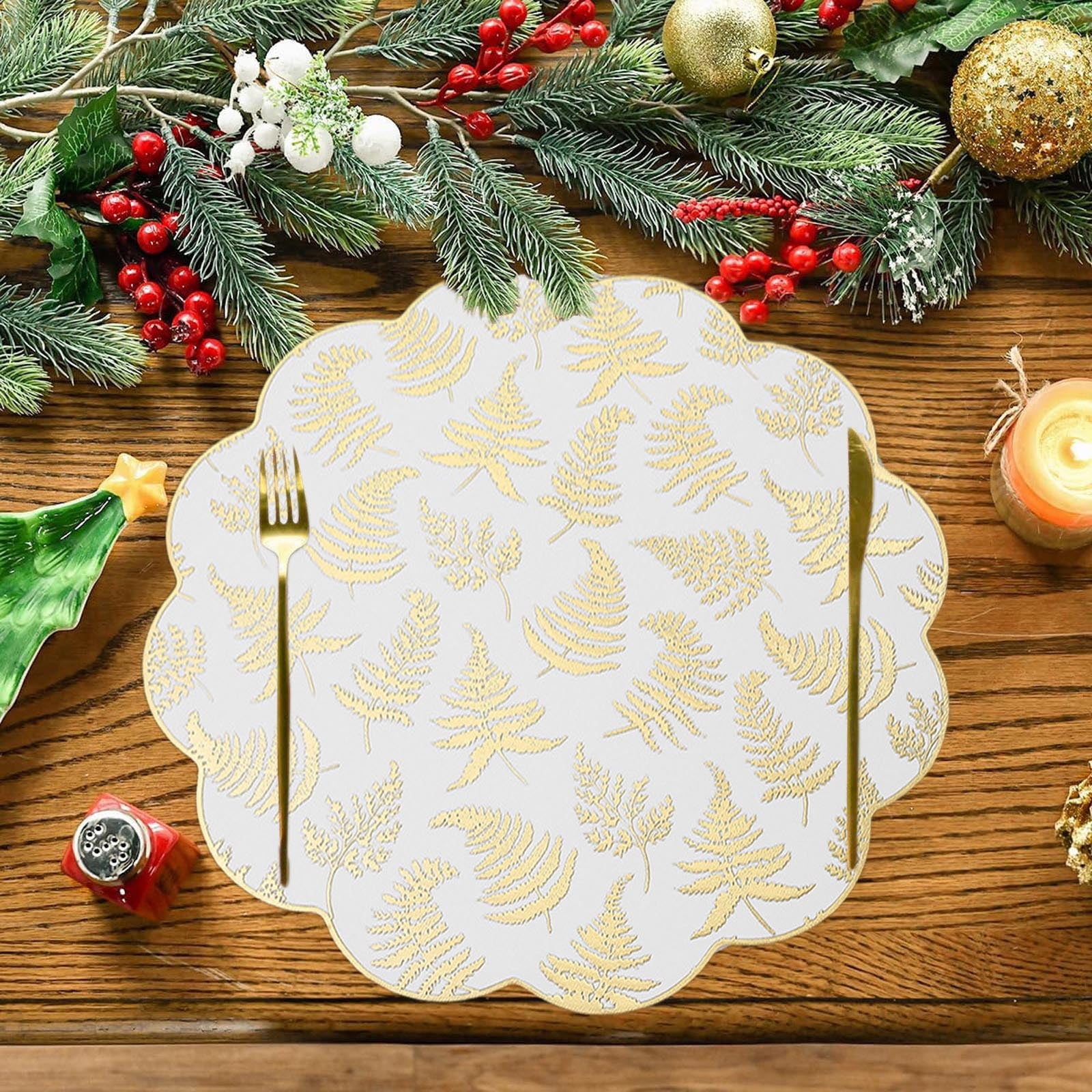 Christmas Pines Tree Print Placemat No-Scalding Insulated Household ...