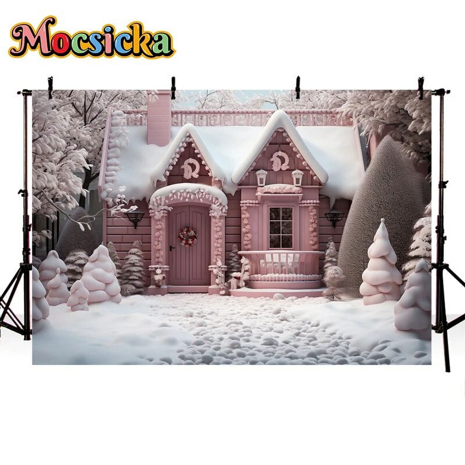 Christmas Pink House Backdrops Photography Props For Portrait Shooting ...