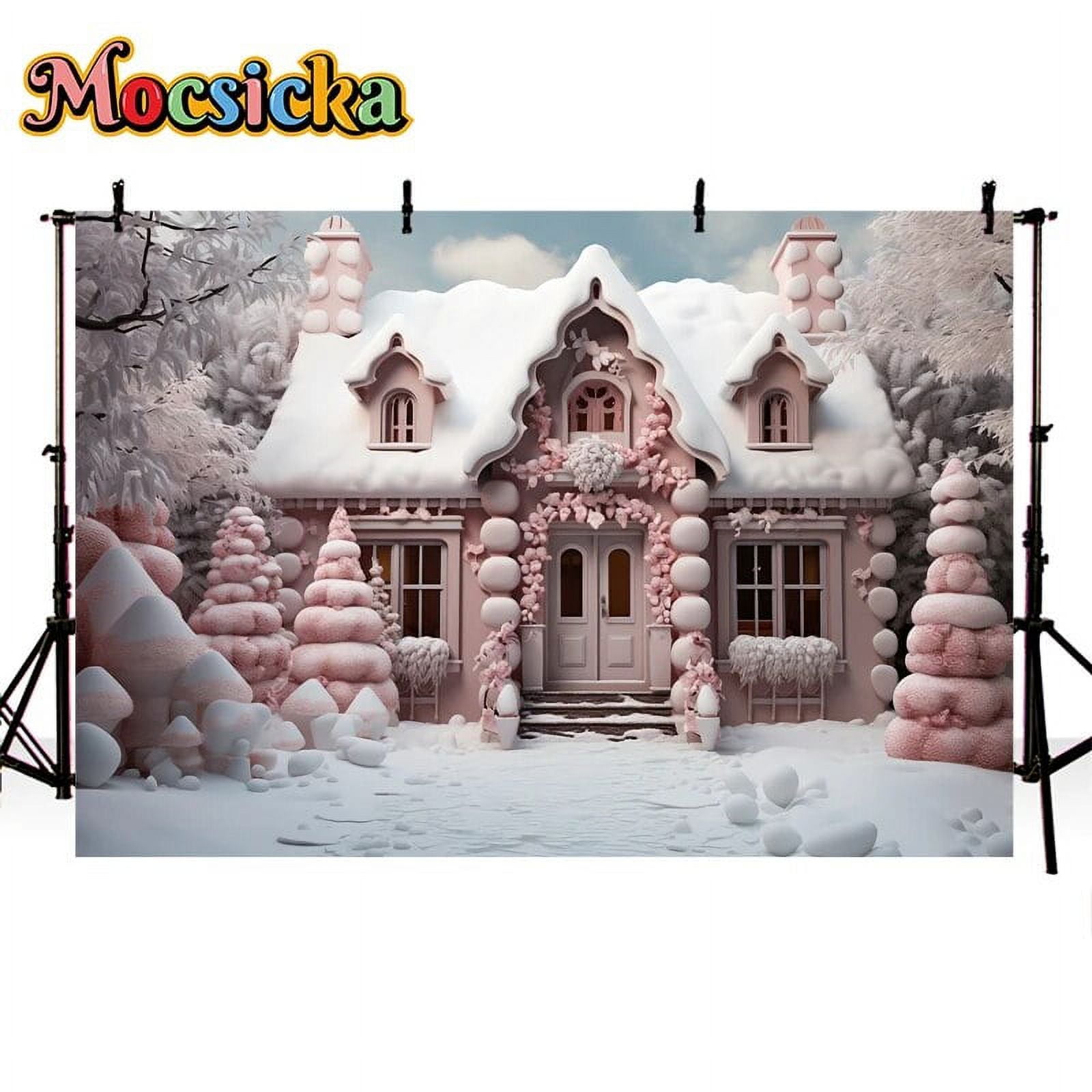 Christmas Pink House Backdrops Photography Props For Portrait Shooting ...