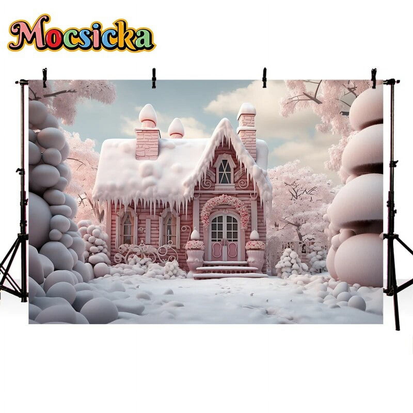 Christmas Pink House Backdrops Photography Props For Portrait Shooting ...
