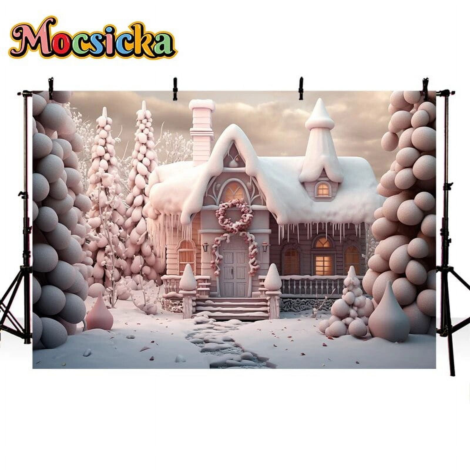 Christmas Pink House Backdrops Photography Props For Portrait Shooting ...