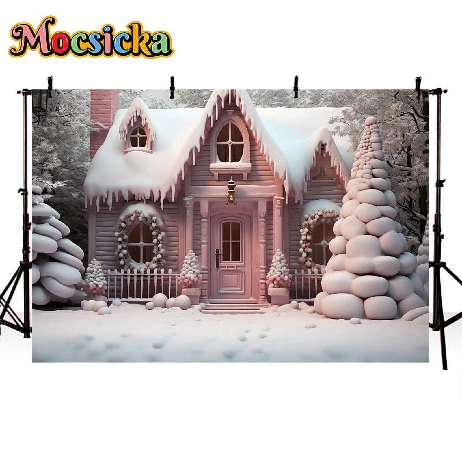 Christmas Pink House Backdrops Photography Props For Portrait Shooting ...