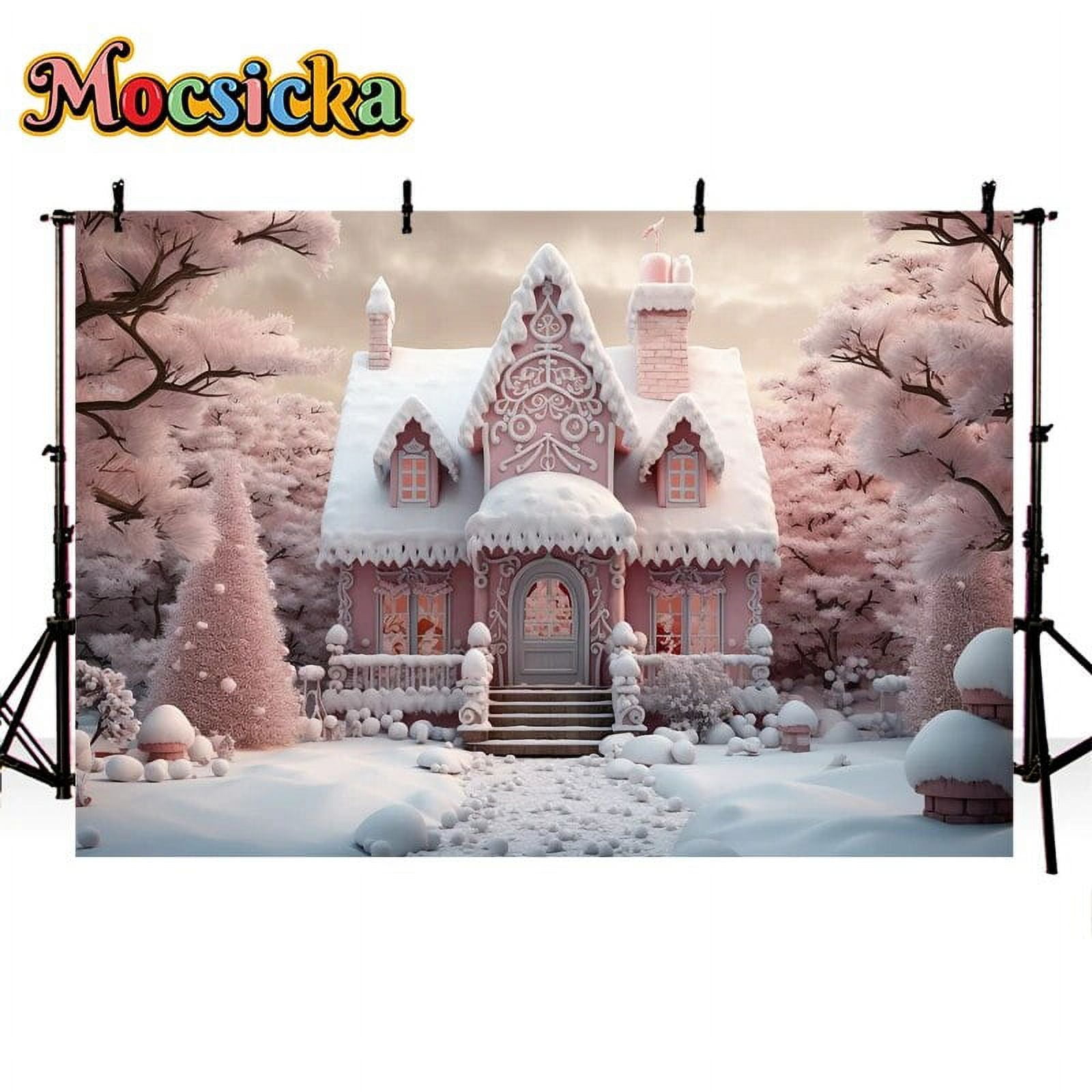 Christmas Pink House Backdrops Photography Props For Portrait Shooting ...