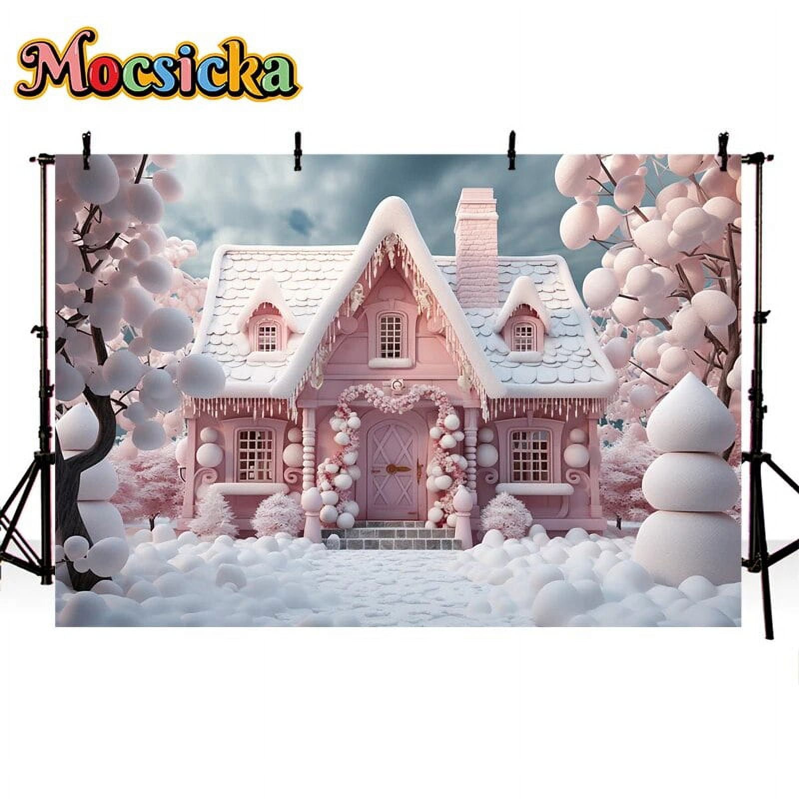 Christmas Pink House Backdrops Photography Props For Portrait Shooting ...