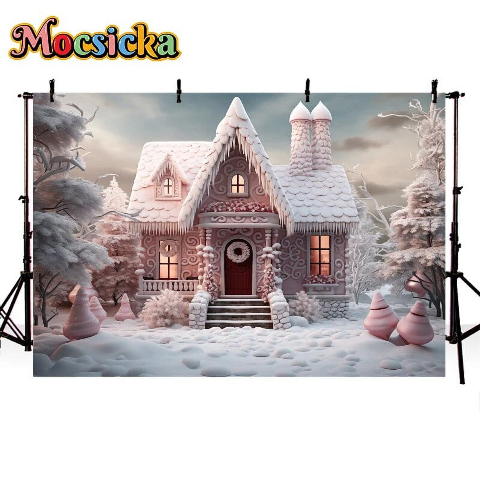 Christmas Pink House Backdrops Photography Props For Portrait Shooting ...
