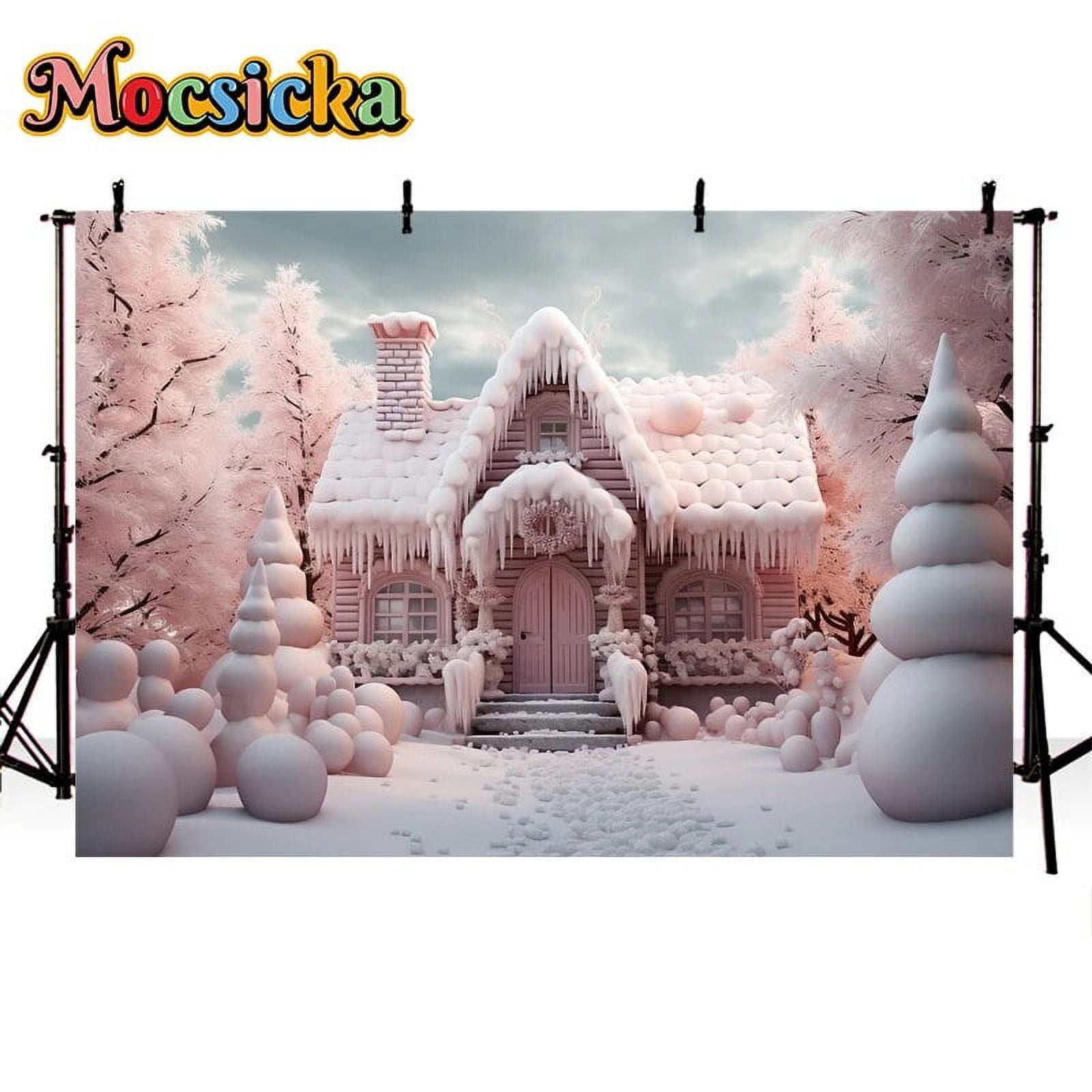 Christmas Pink House Backdrops Photography Props For Portrait Shooting ...