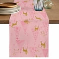 Christmas Pink Table Runner 72 Inches, Yellow Reindeer Xmas Pine Trees ...