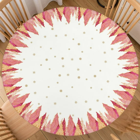 Christmas Pink Tree Round Fitted Tablecloth Best for 40"-44" Xmas ...
