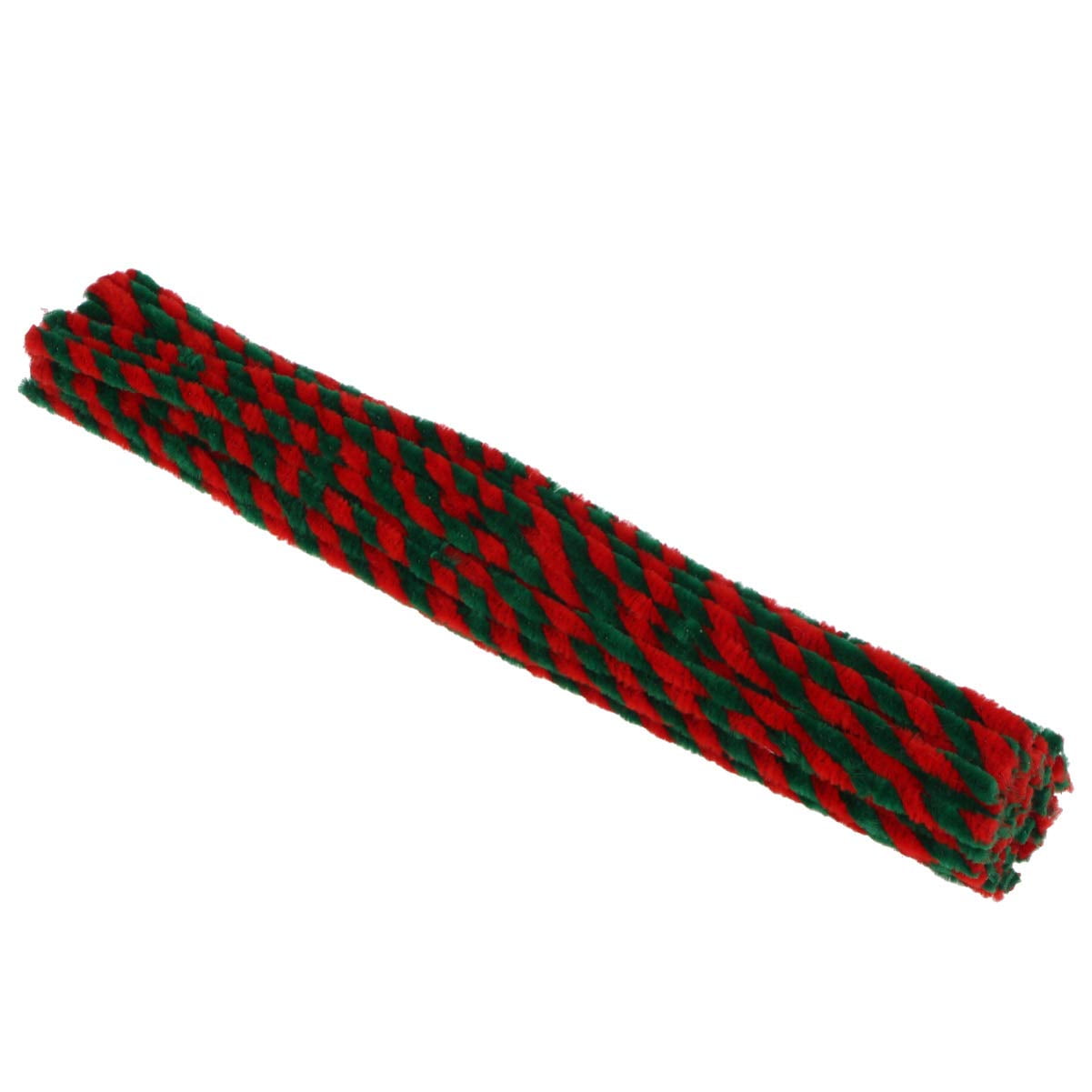 Christmas Pipe Cleaners 50pcs Red and Dark Green Striped Chenille Stems ...