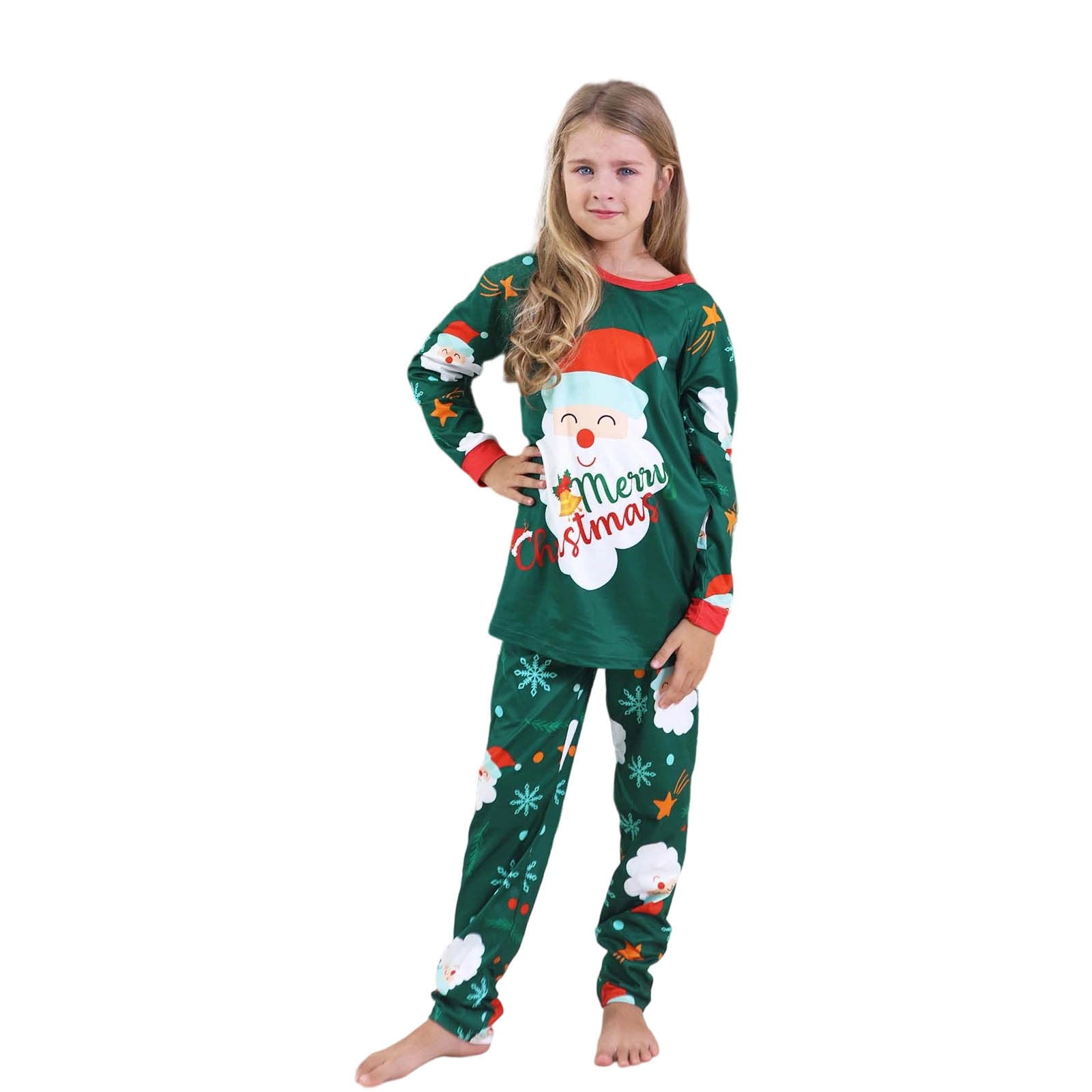 Christmas Pjs Christmas Family Matching Kids Pajama Set Long Sleeve Crew Neck Full Length Pants ...