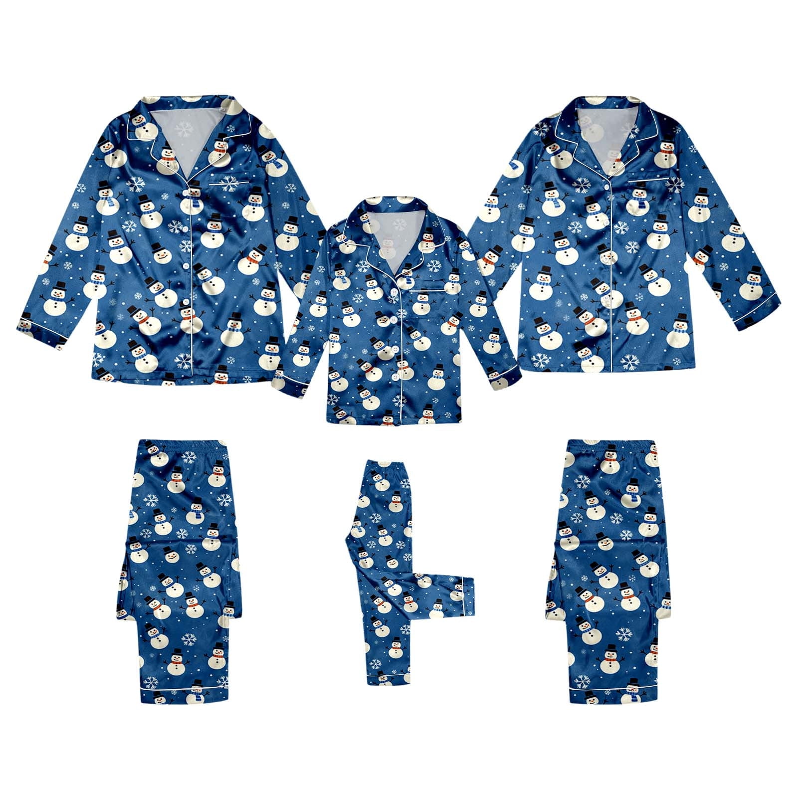 Christmas Pjs for Family Silk Pajamas Long Sleeve Button down Festival ...