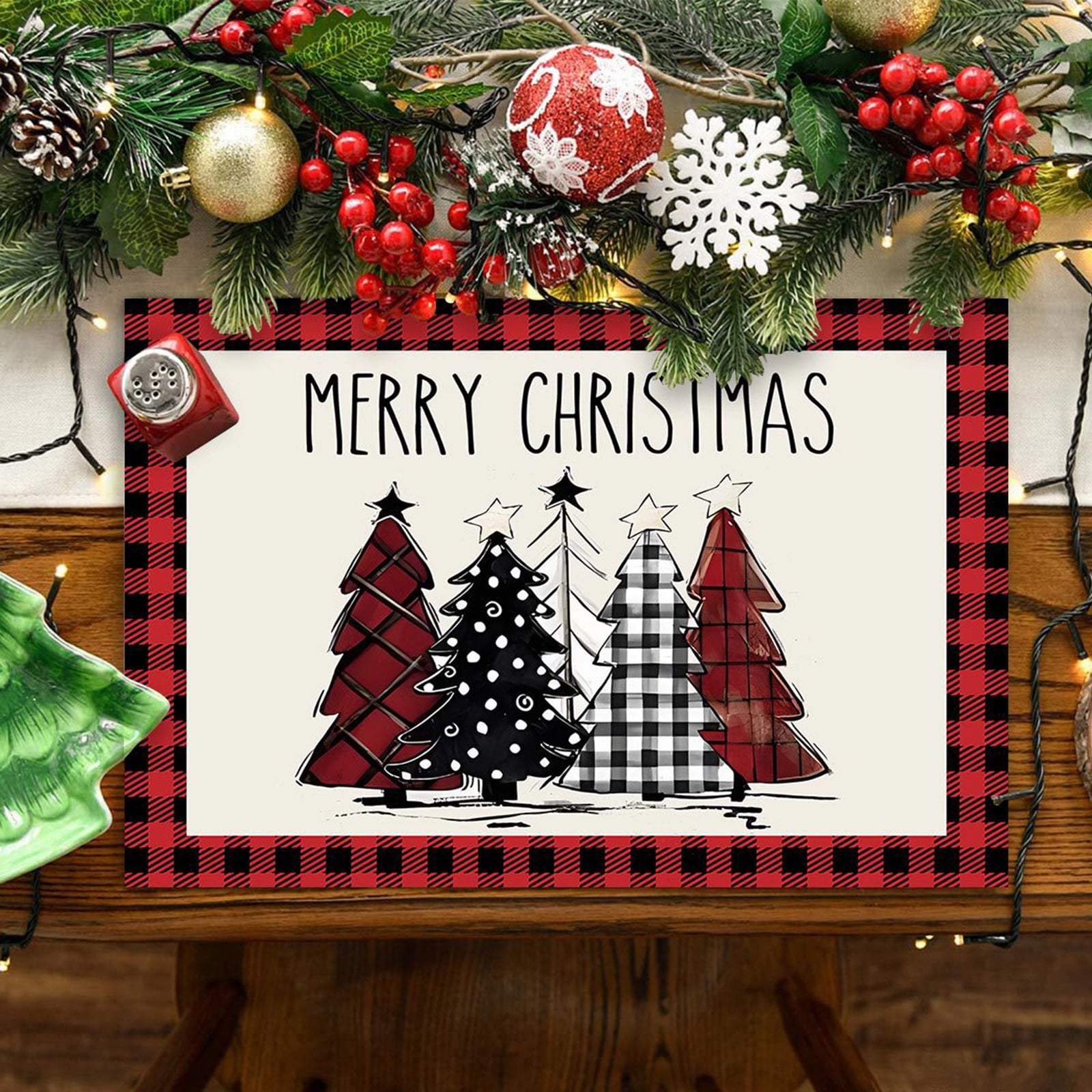 Christmas Placemats, Christmas Tree Patterned Table Mats, Anti Fouling ...