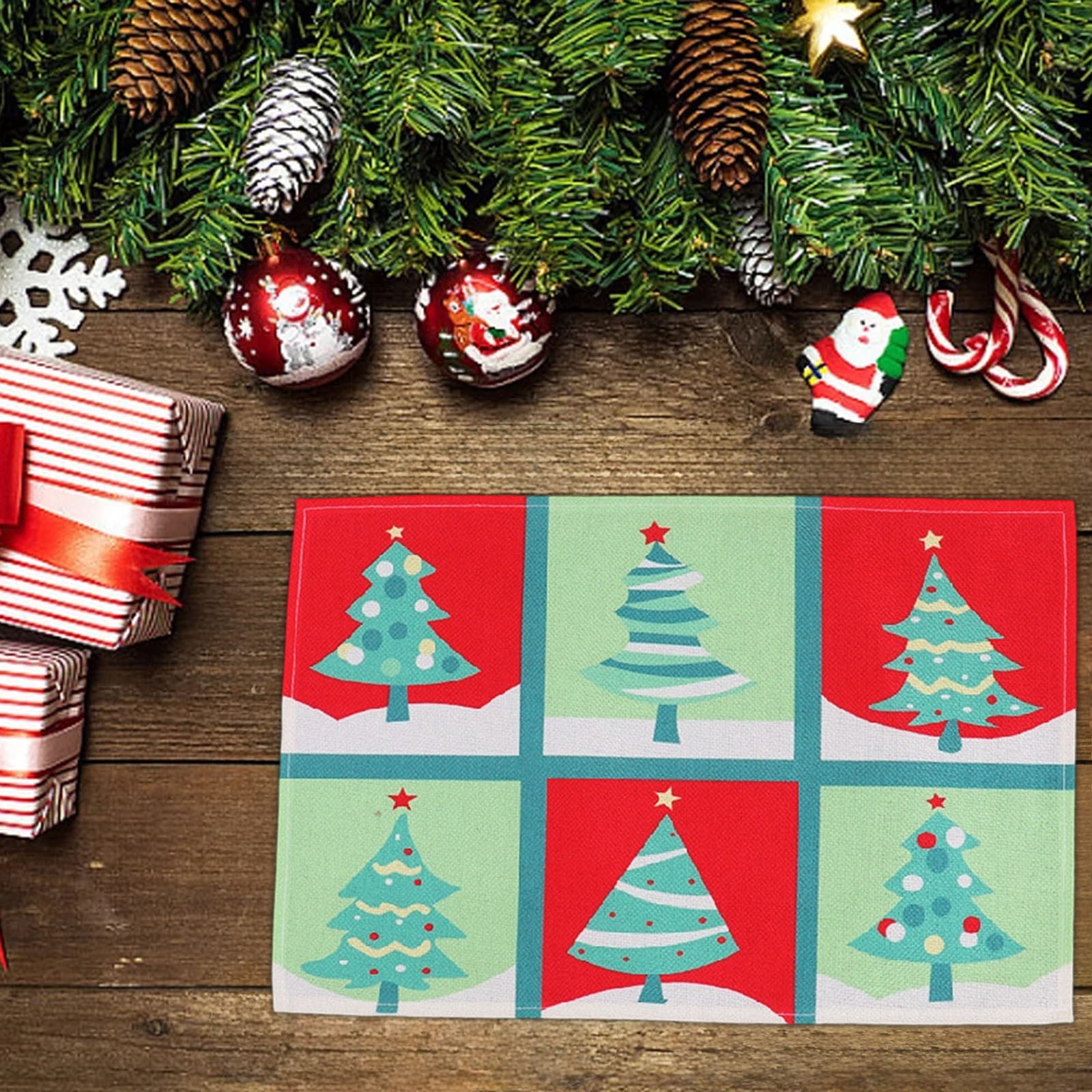 Christmas Placemats Dish Mat Dining Table Mats Red SantaTruck Car ...