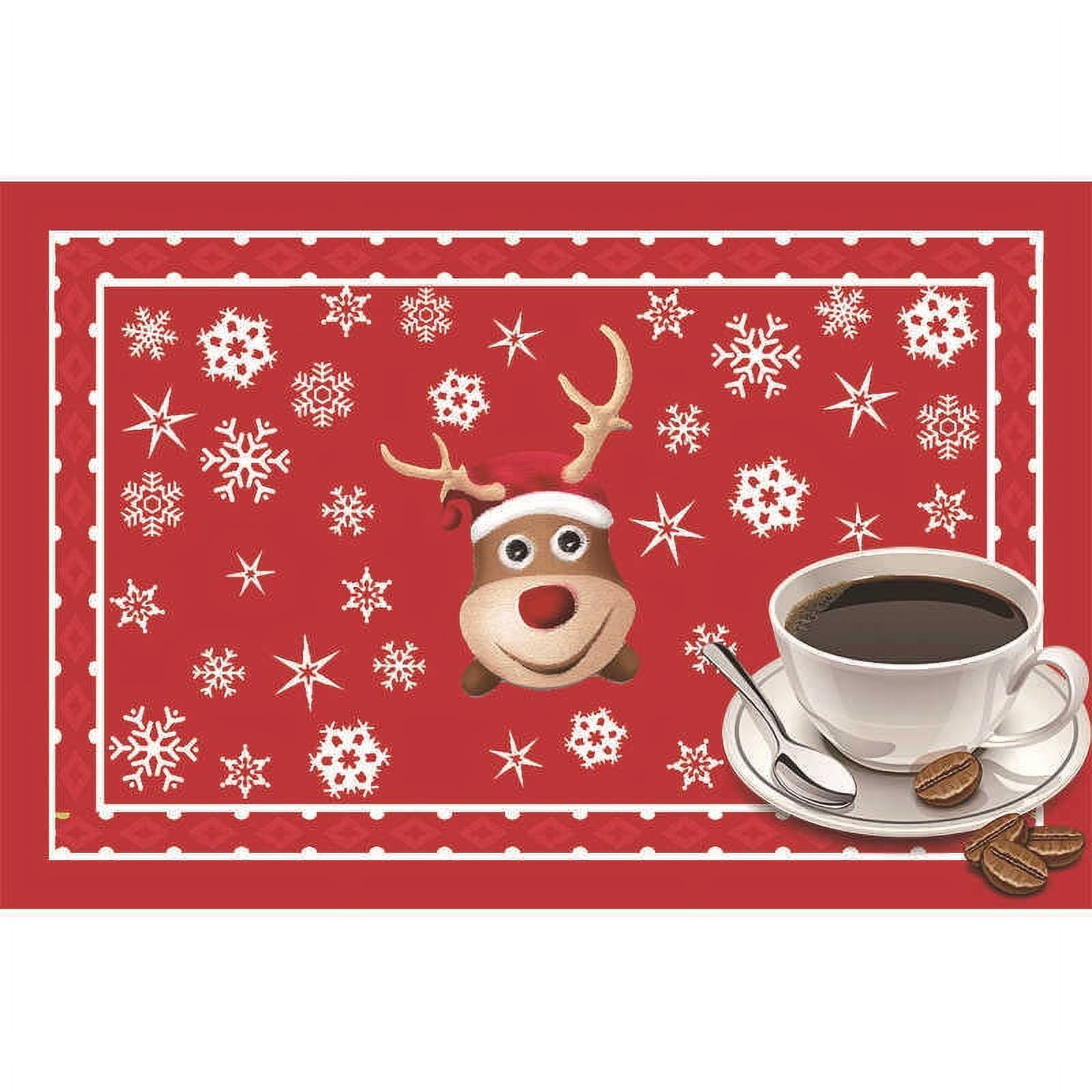 Christmas Placemats Set of 2/4/6 Place Mats Indoor Plastic Vinyl Red ...