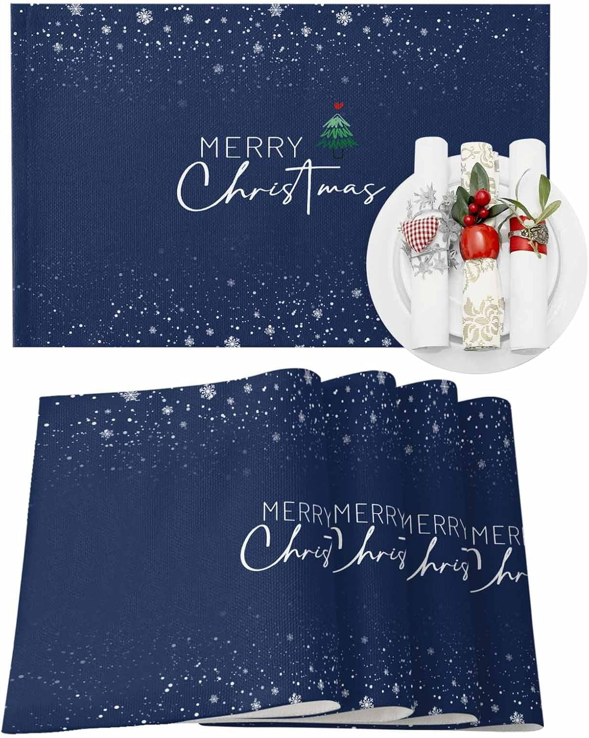 Christmas Placemats Set of 4 Merry Christmas Tree Christmas Placemats ...