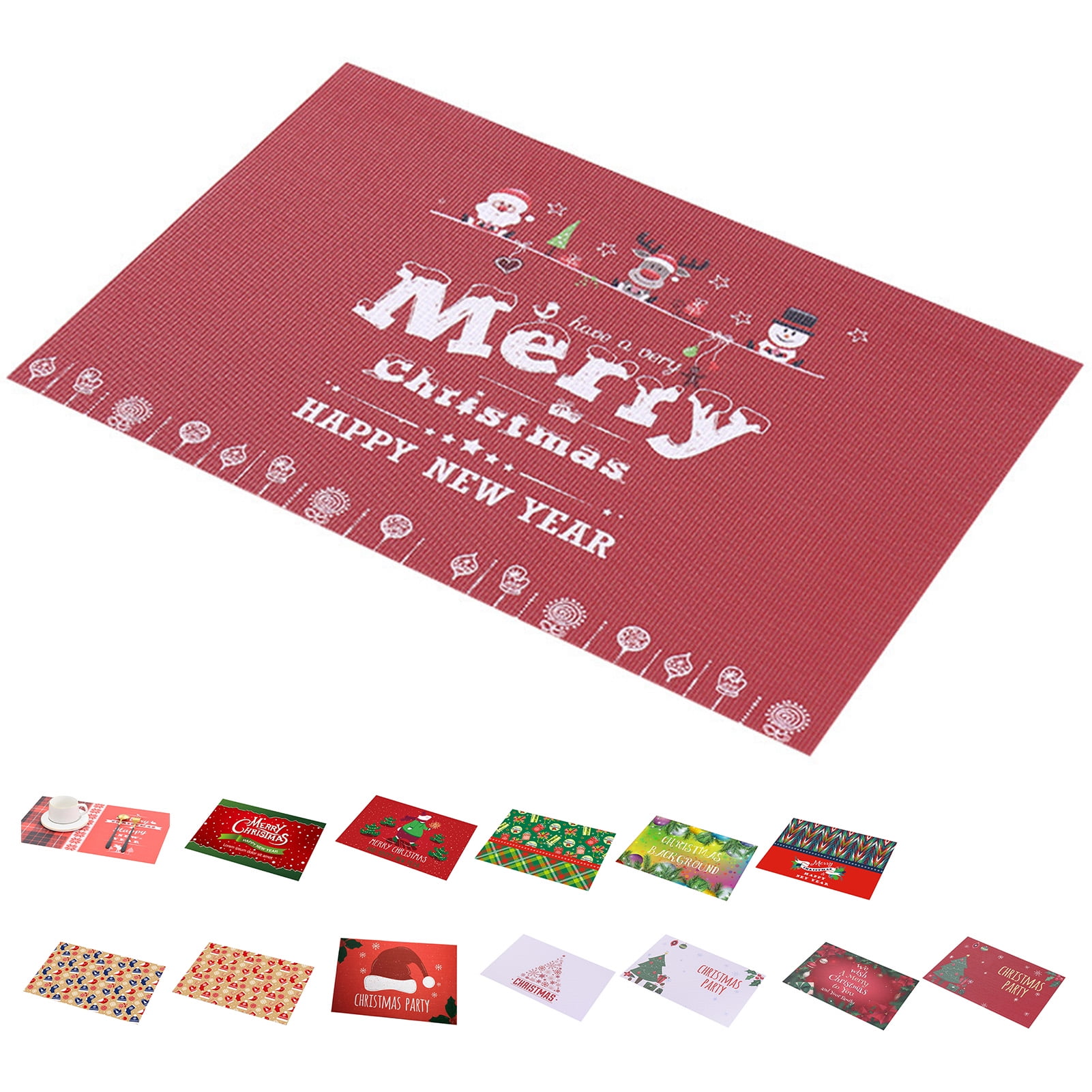 Christmas Placemats Set of 4, Non-Slip/Wipe Clean Place Mats for Dining ...