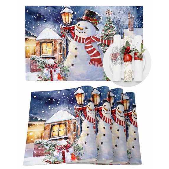 Christmas Placemats Set of 4, Snowman Place Mats Christmas Tree Red ...