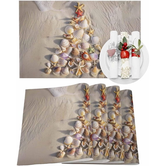 Christmas Placemats Set of 6 Shell Christmas Tree Christmas Placemats ...