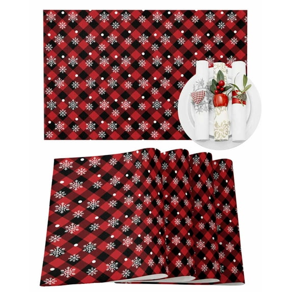 Christmas Placemats Set of 6, Snowflake Place Mats Winter Snow Red ...